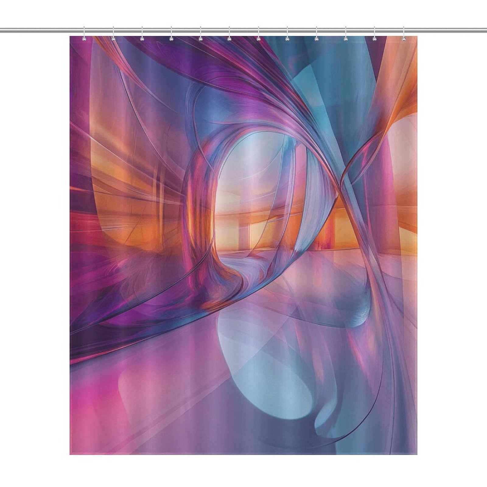 3D Abstract Lines Shower Curtain Fabric Bathroom Decor with Hooks ...