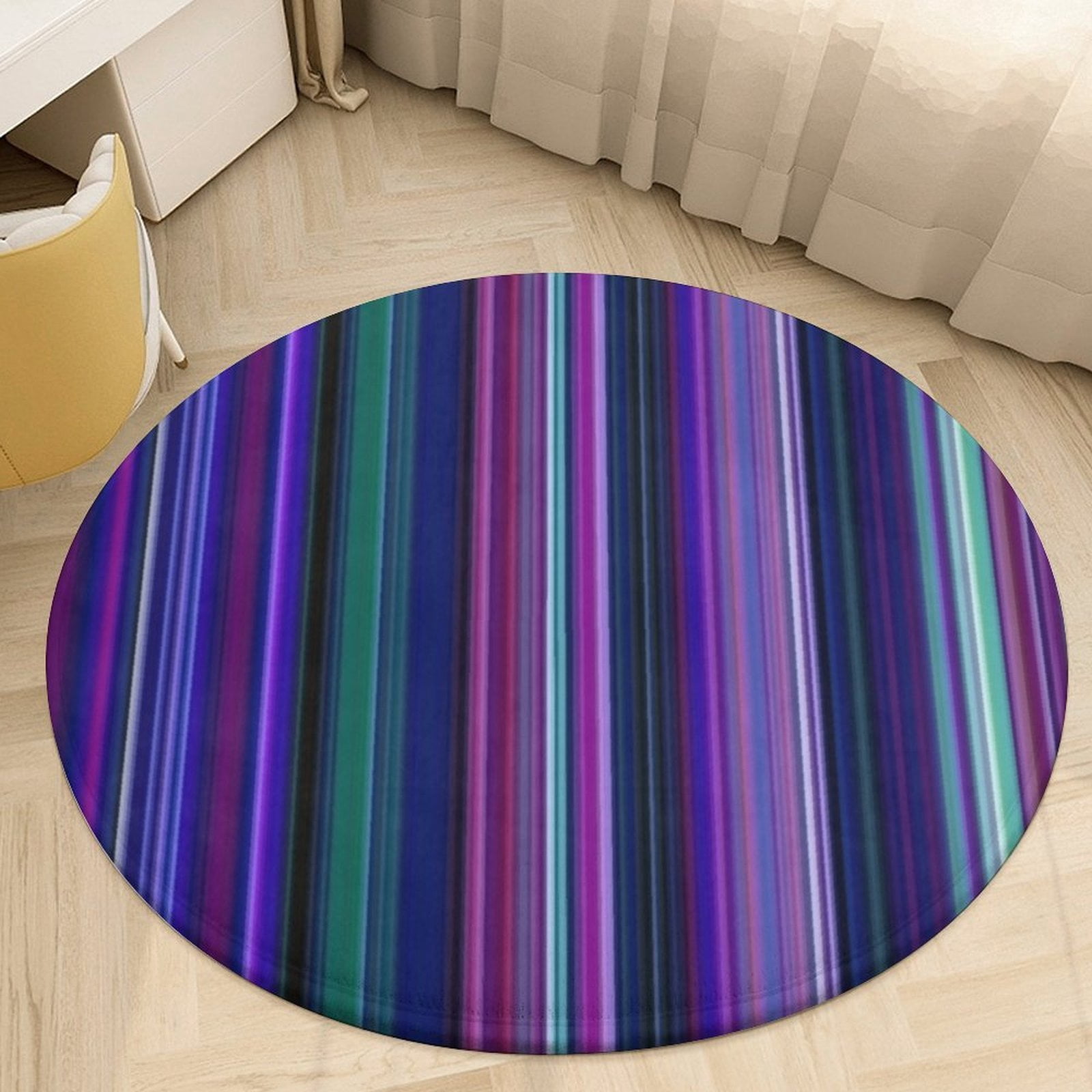 3D Abstract Lines Soft Bedroom Round Area Rug, Washable Cute Circle ...