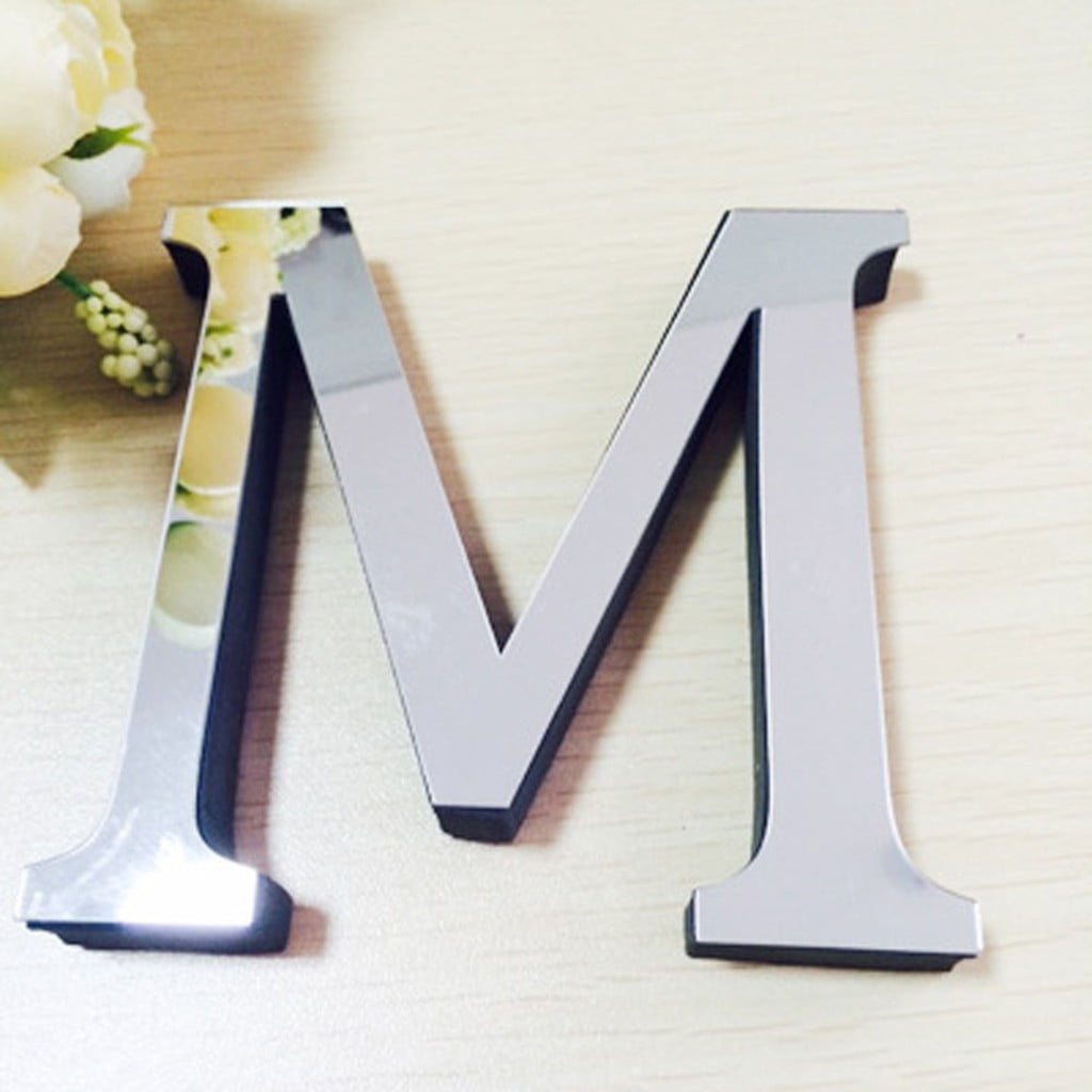 3D Acrylic Alphabet Mirror Wall Stickers Letters Self-Adhesive Home ...