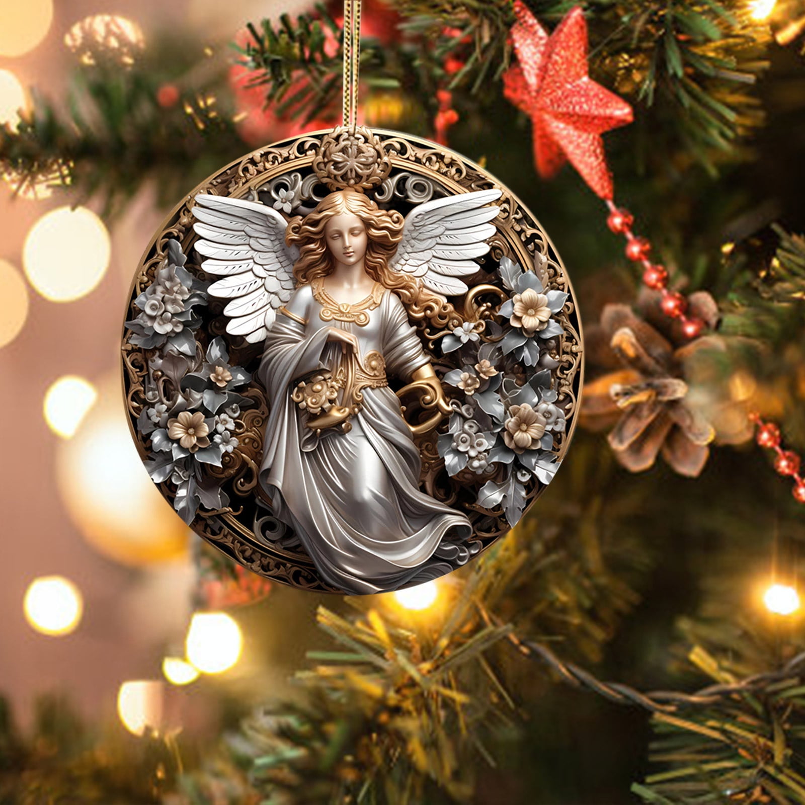 3D Acrylic Angel Christmas Ornament - 8cm Birth Blessing Pendant for ...