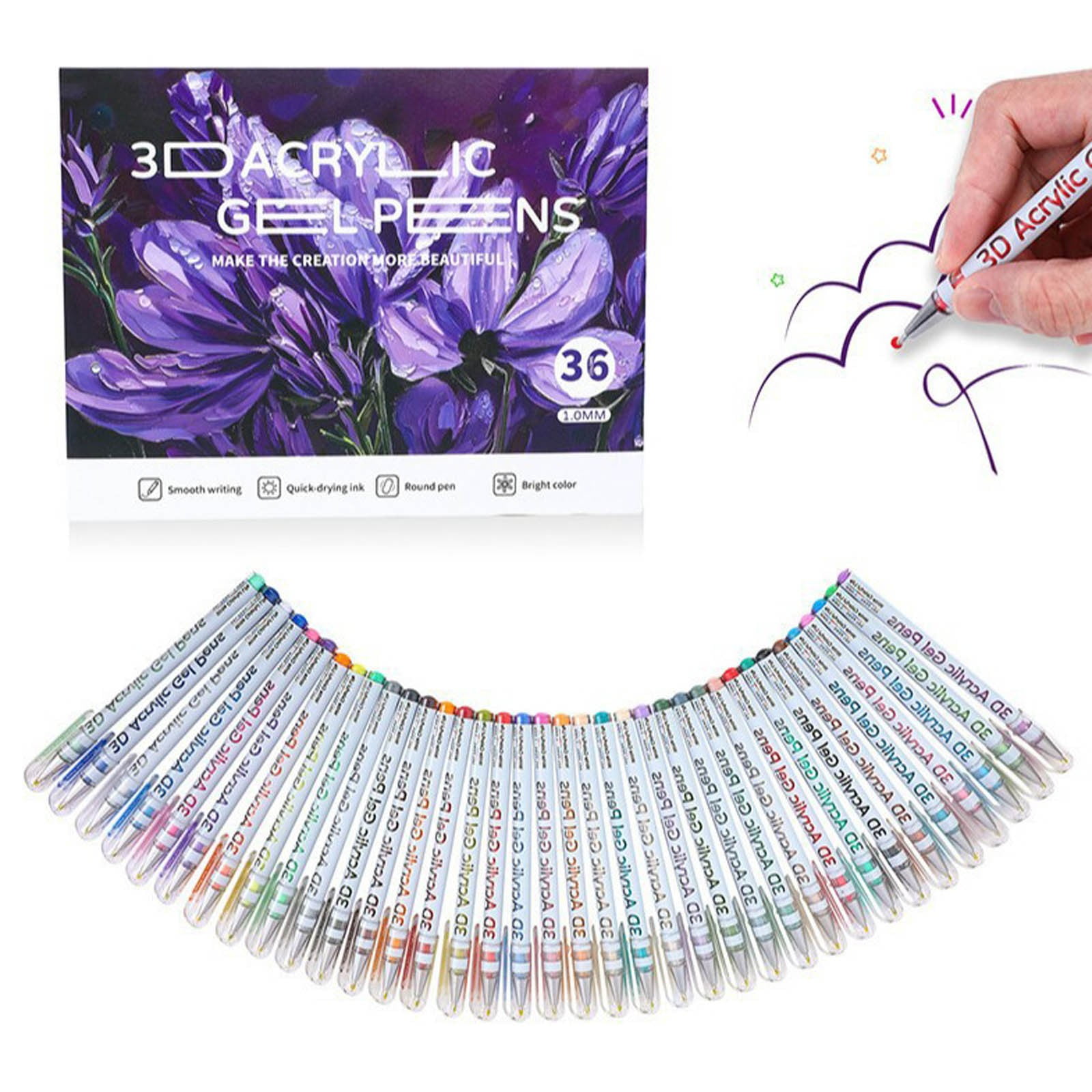 3D Acrylic Gel Pen 10mm Fine Tip Paint Marker for Coloring Writing ...