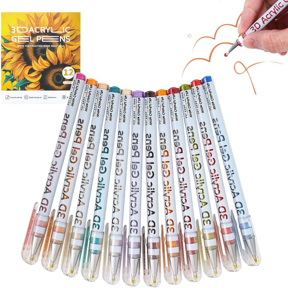 3D Acrylic Gel Pens,2025 New Acrylic Paint Pens for Rock Painting Extra Brush Tip, Water Based ...