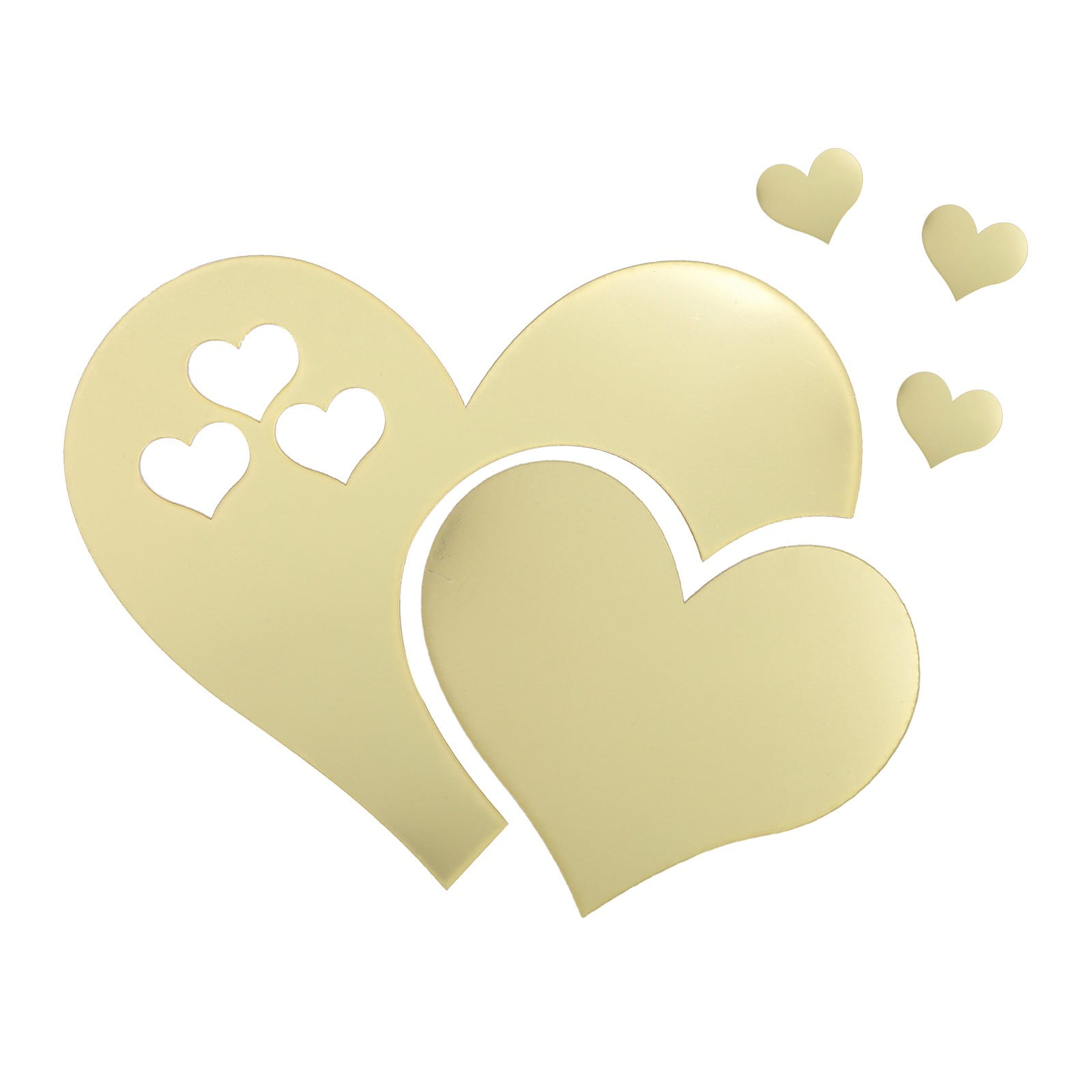 3D Acrylic Heart Mirror Wall Decal，Removable Double Heart Shaped DIY ...