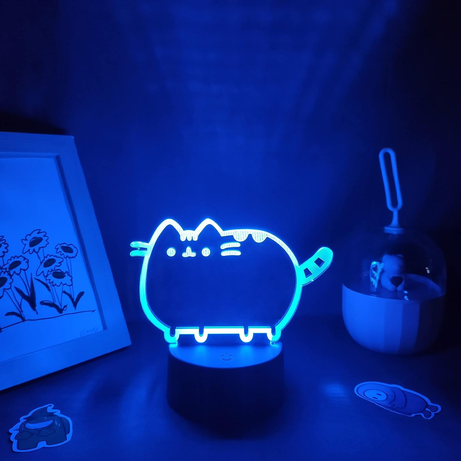 3D Acrylic Led Night Light Little Cat Figure Nightlight for Kid Child ...