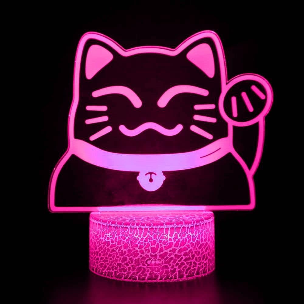 3D Acrylic Led Night Light Little Cat Figure Nightlight for Kid Child ...