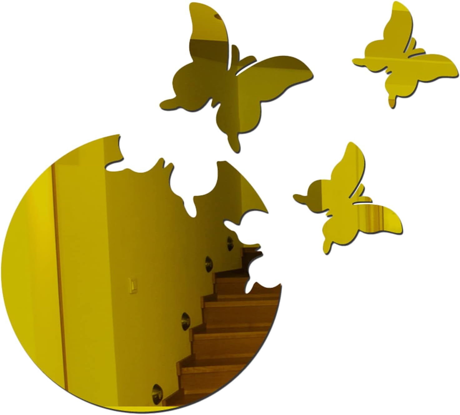 3D Acrylic Mirror Stickers Wall Decal Decoration Butterfly Mural ...