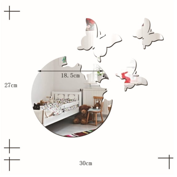 3D Acrylic Mirror Stickers Wall Decal Decoration Butterfly Mural ...