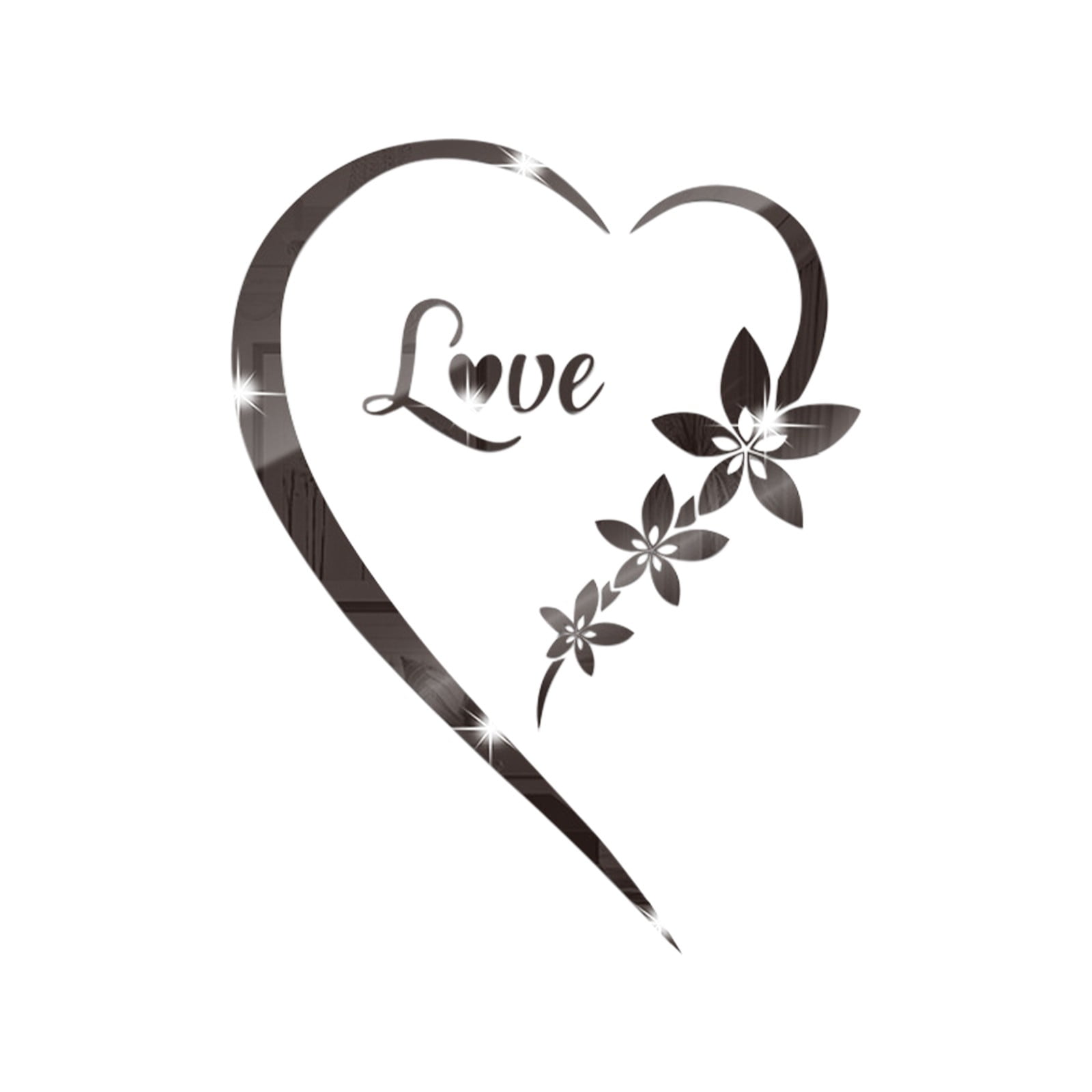 3D Acrylic Mirror Wall Decor Stickers Heart Shaped DIY Self Adhesive ...