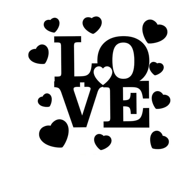 3D Acrylic Setting Wall Sticker Decal, DIY Love Heart-Shaped Art Mural ...