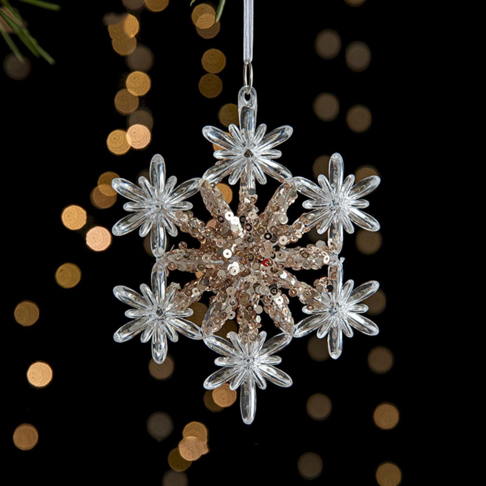 3D Acrylic Star Snowflake Christmas Tree Hanging Decorations Ornaments ...