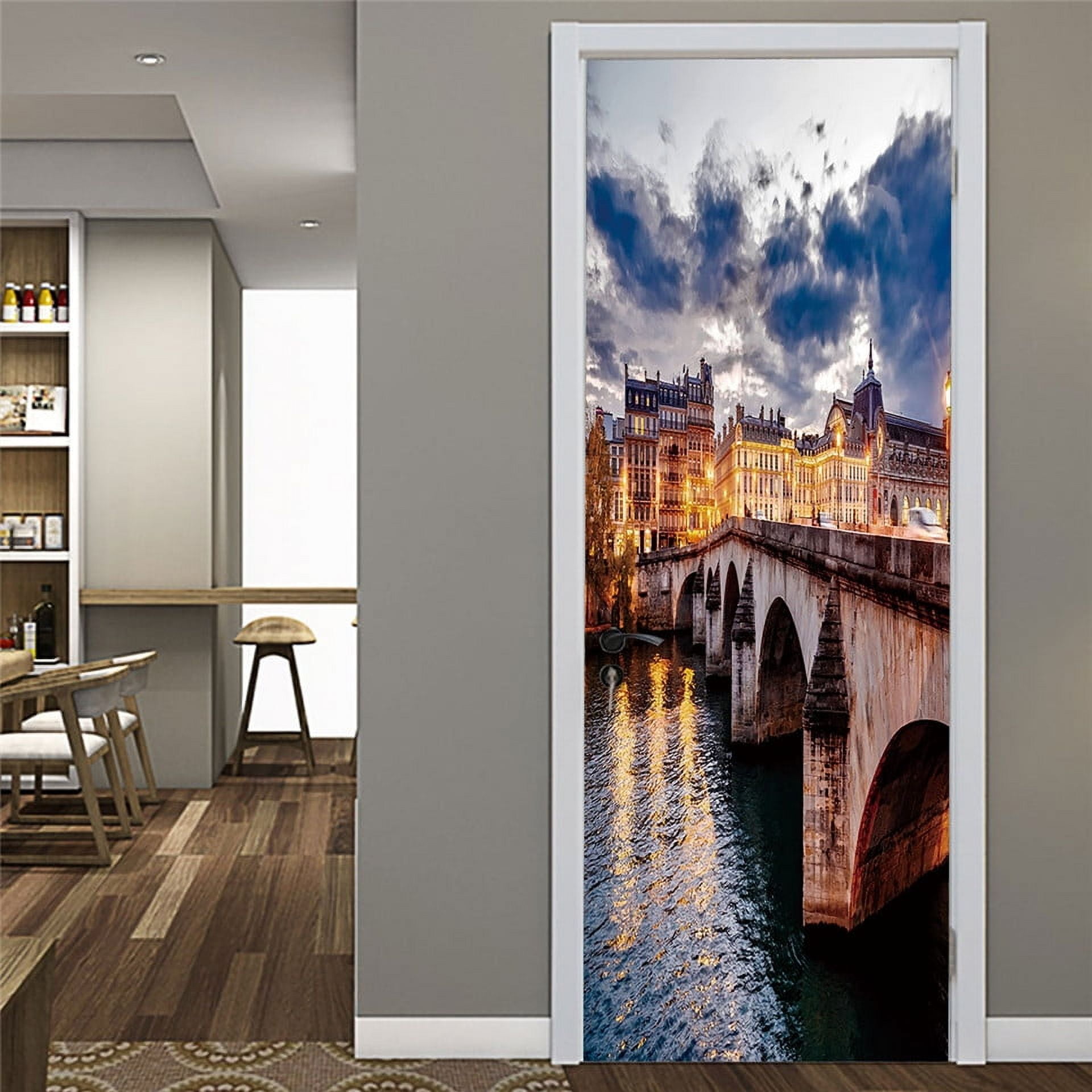 3D Adhesive Door Wallpaper Renovation Home Decor Waterproof Removable ...