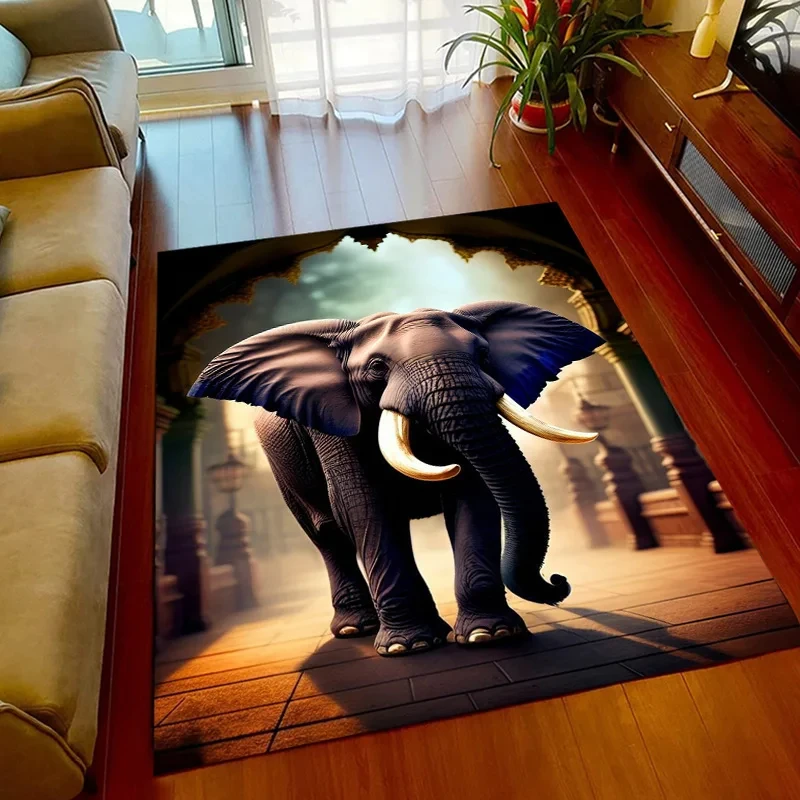 3D Africa Elephant Carpet Cartoon Animals Face Art Rugs for Bedroom ...