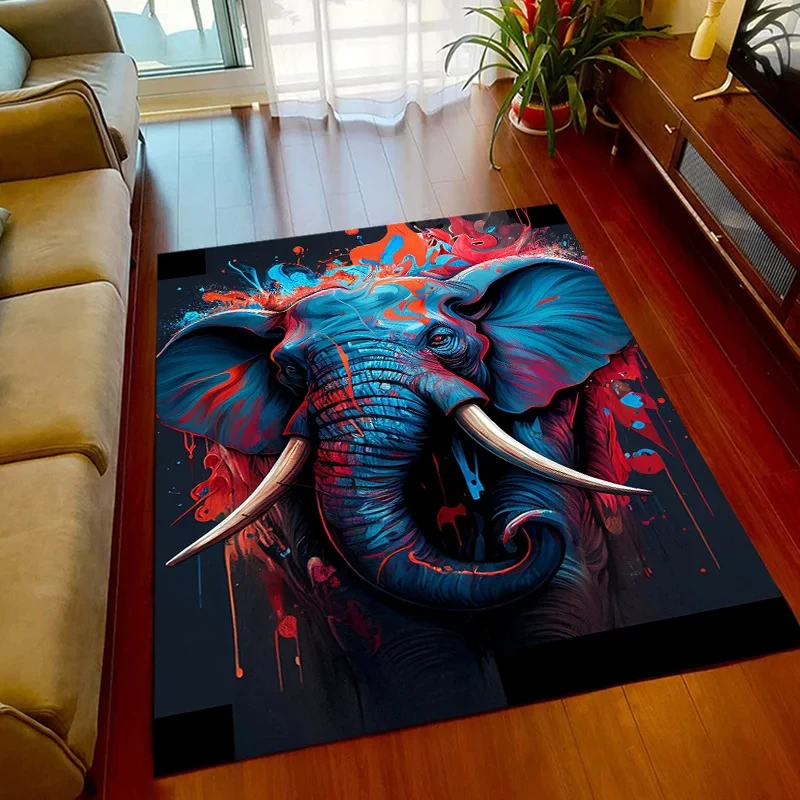 3D Africa Elephant Carpet Cartoon Animals Face Art Rugs for Bedroom ...