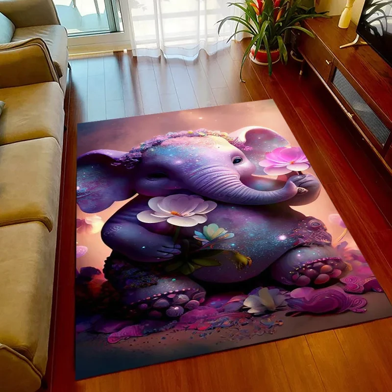 3D Africa Elephant Carpet Cartoon Animals Face Art Rugs for Bedroom ...