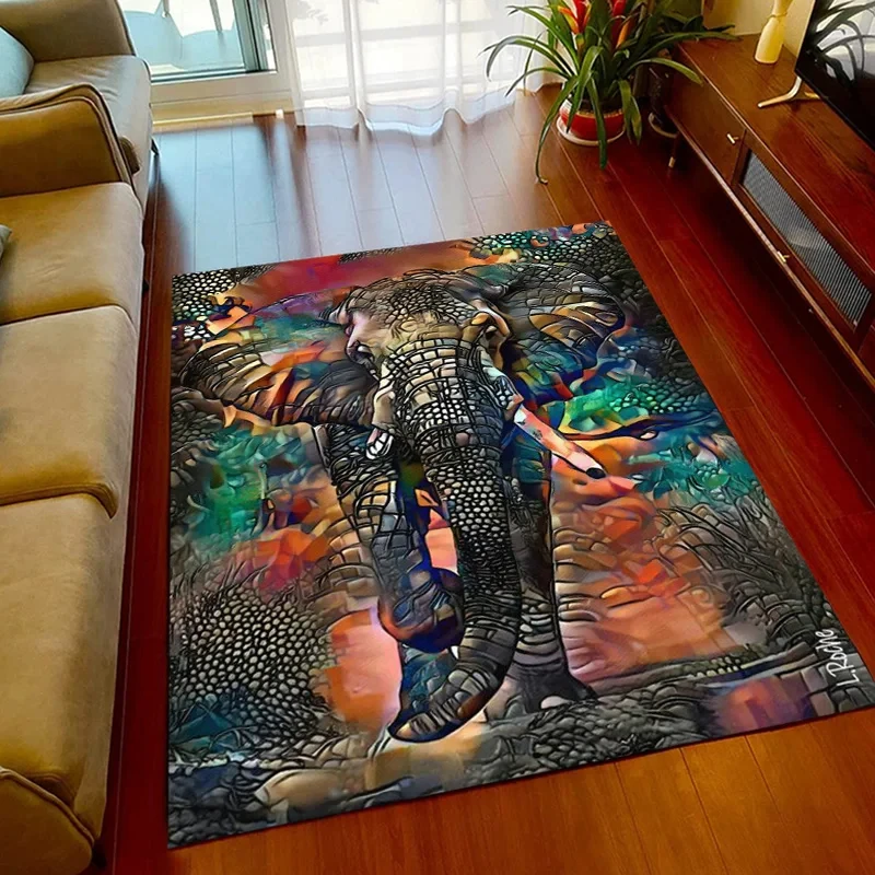 3D Africa Elephant Carpet Cartoon Animals Face Art Rugs for Bedroom ...