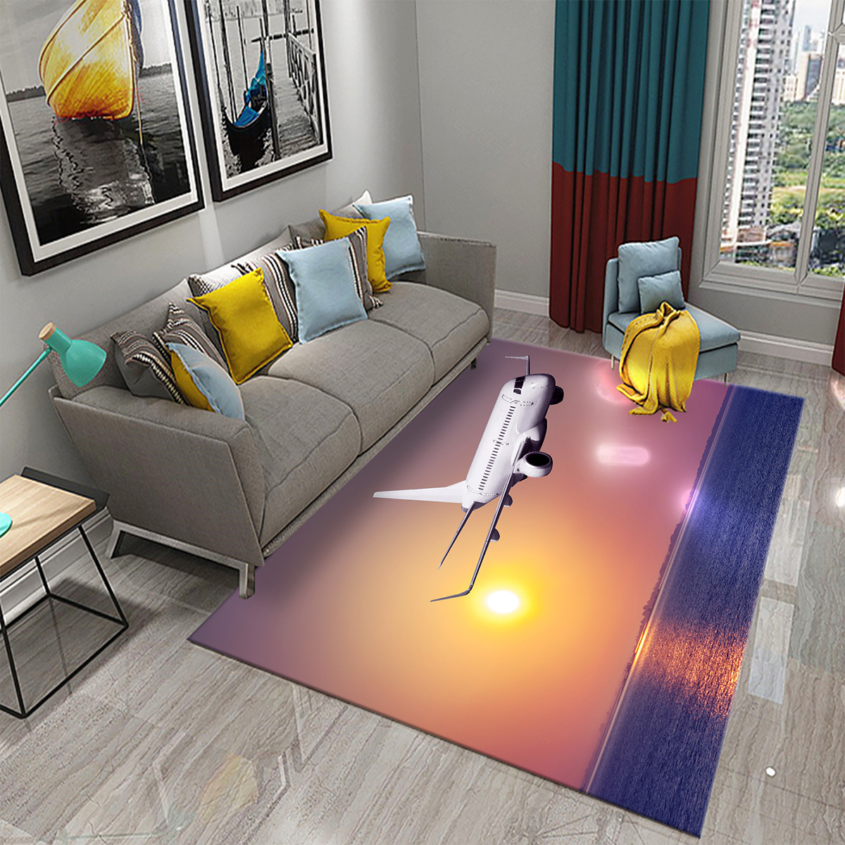 3D Airplane Carpet for Livingroom Bathroom Entrance Anti-slip Mat ...
