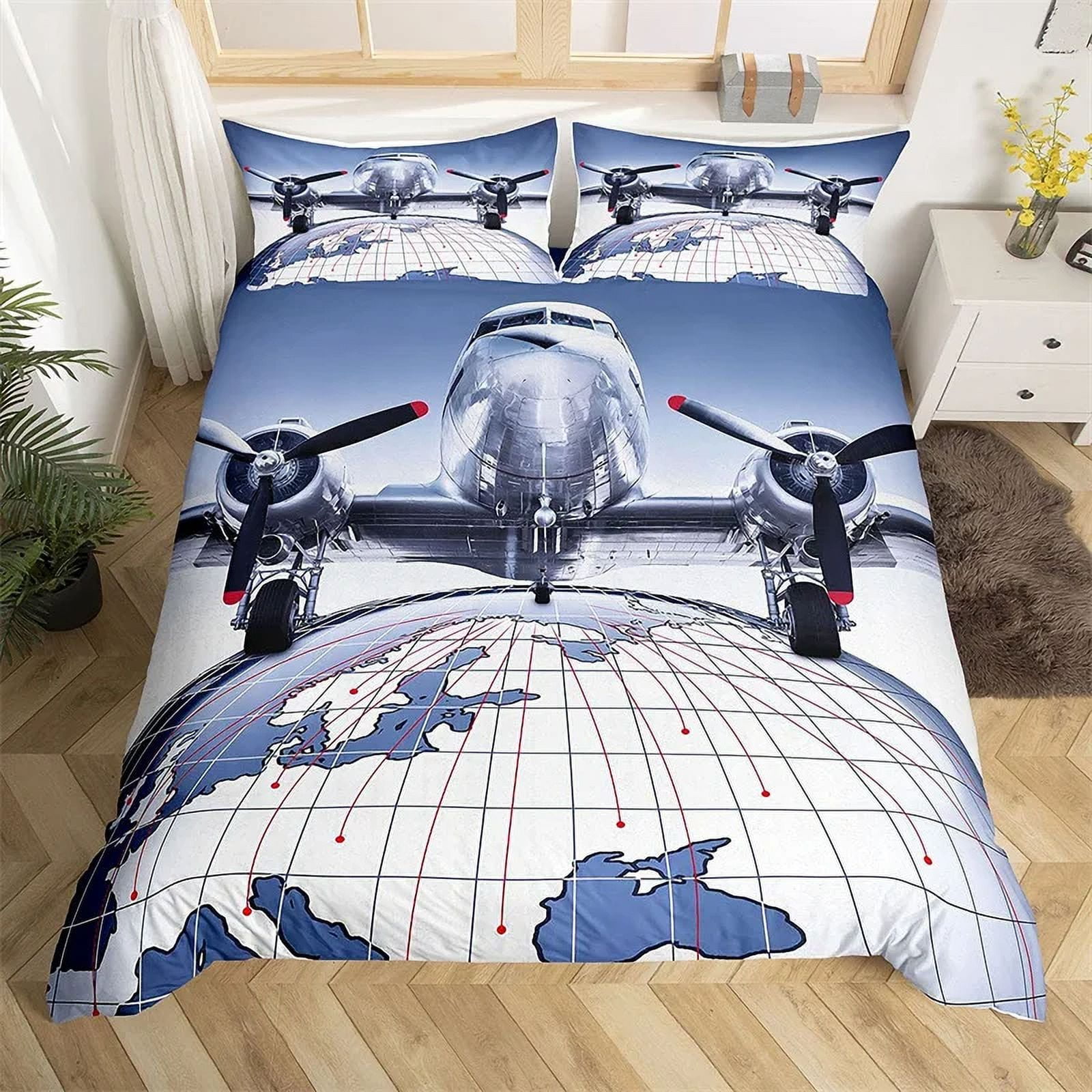 3D Airplane Duvet Cover King Aircraft Transportation Bedding Set ...