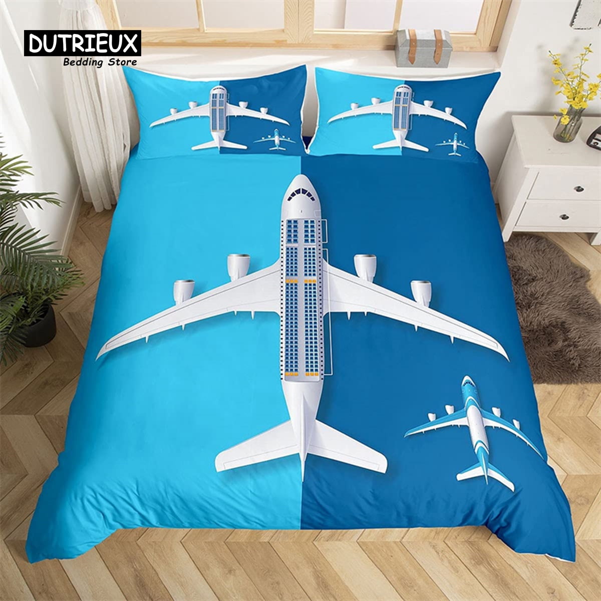 3D Airplane Duvet Cover King Aircraft Transportation Bedding Set ...