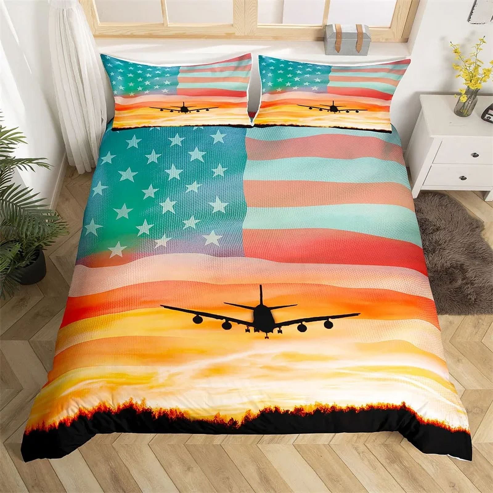 3D Airplane Duvet Cover King Aircraft Transportation Bedding Set ...