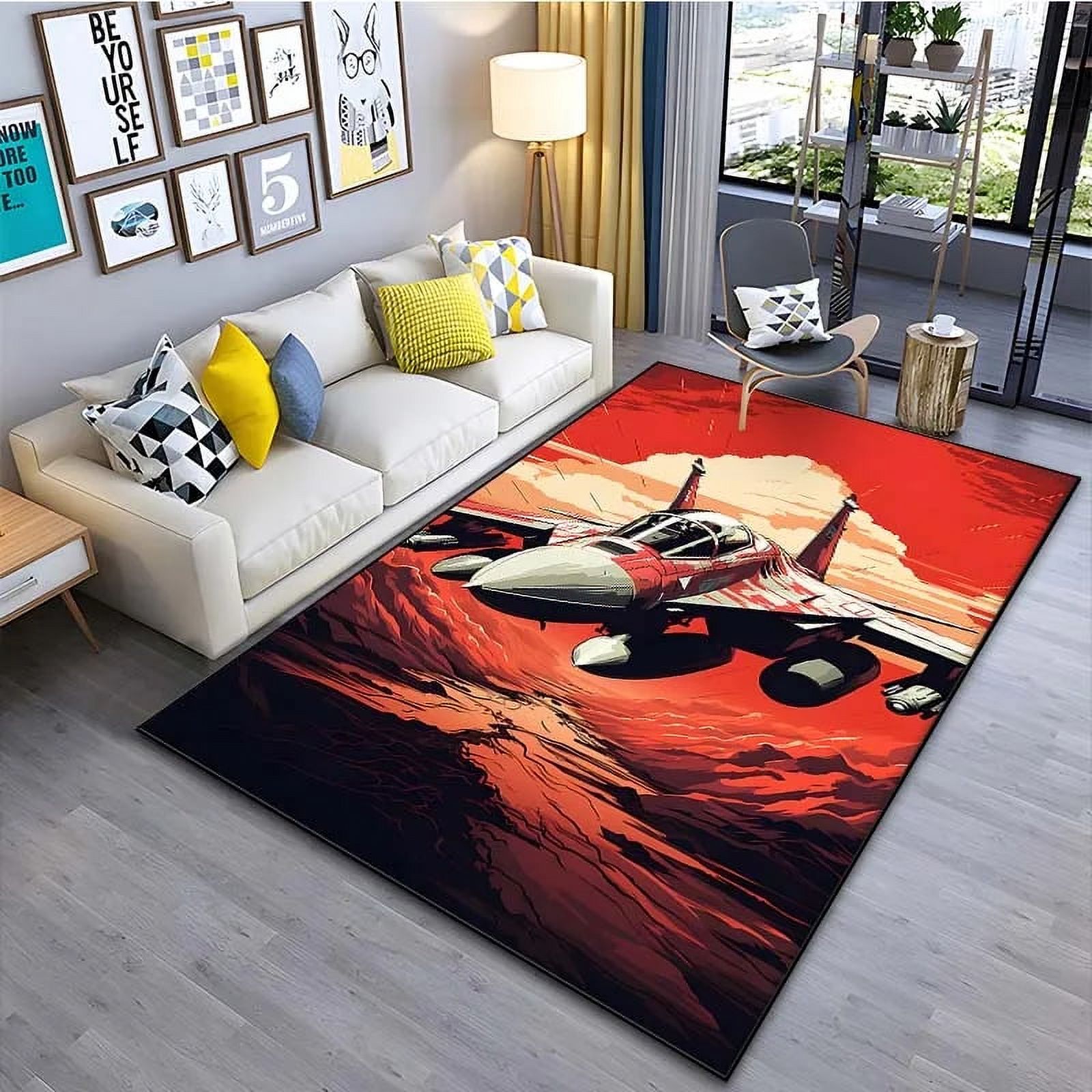 3D Airplane Fighter Pattern Floor Rug 15 Size Living Room Bedroom ...
