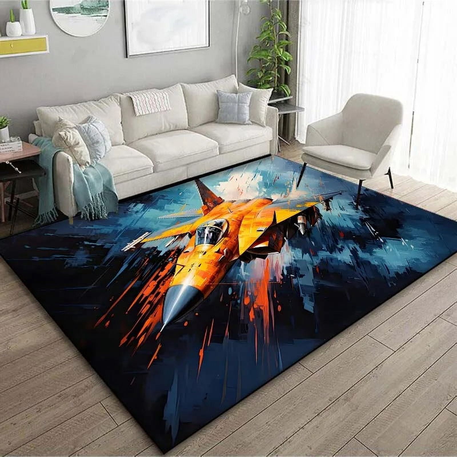3D Airplane Fighter Pattern Floor Rug 15 Size Living Room Bedroom ...