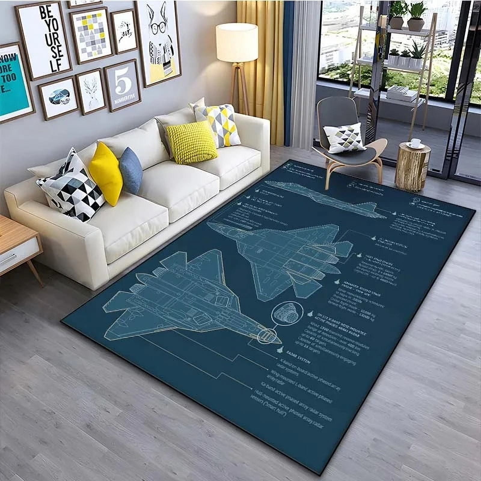 3D Airplane Fighter Pattern Rug Home Living Room Bedroom Bedside ...