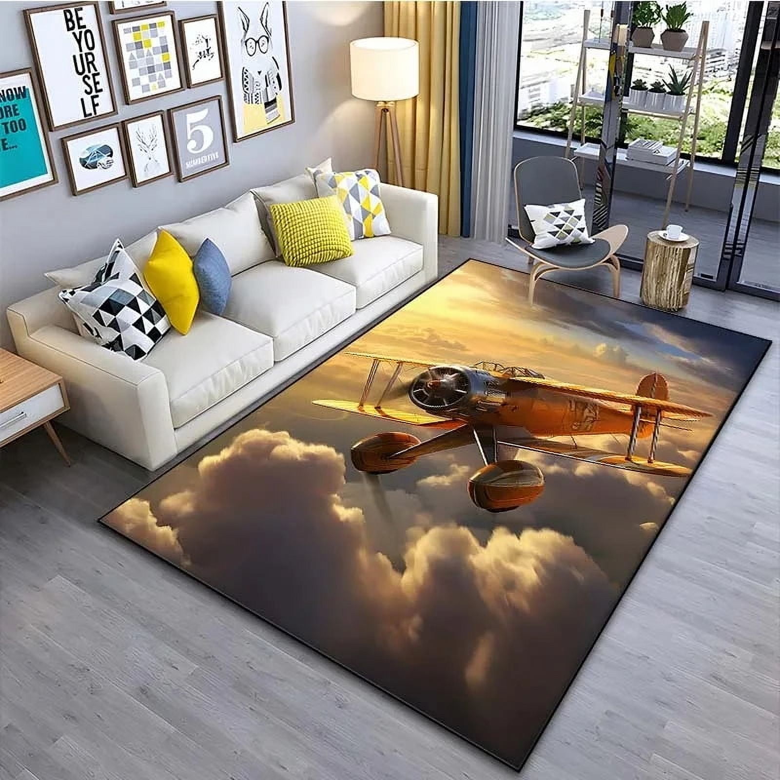 3D Airplane Fighter Pattern Rug Home Living Room Bedroom Bedside ...