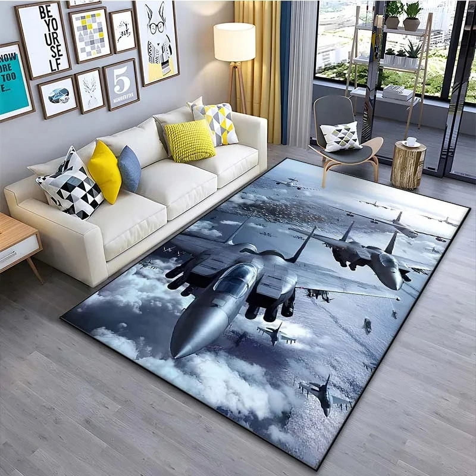 3D Airplane Fighter Pattern Rug Home Living Room Bedroom Bedside ...