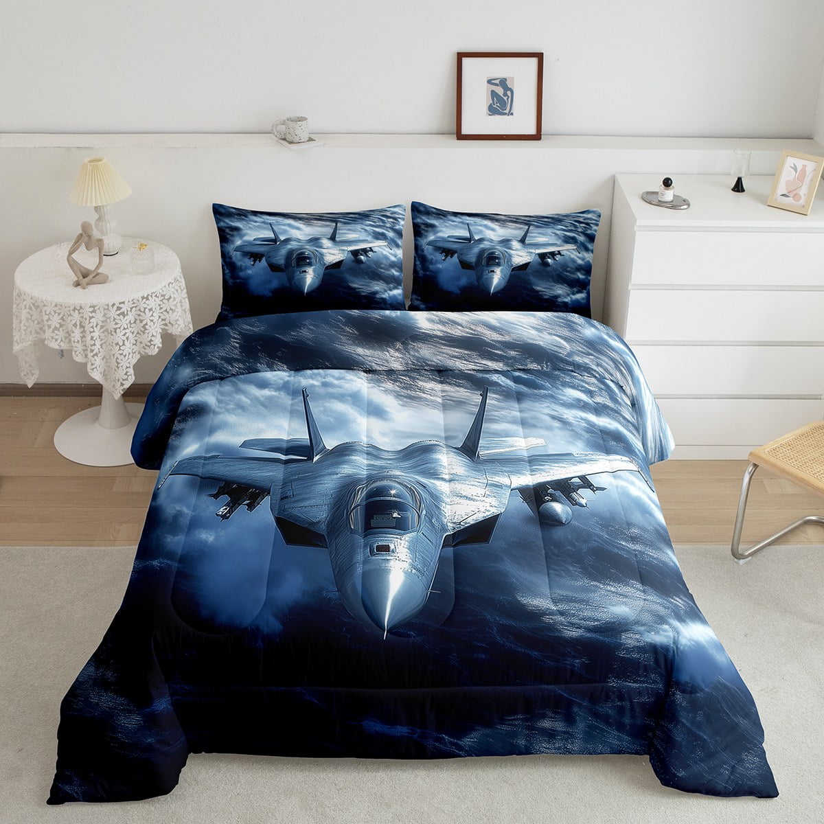 3D Airplane Comforter Set Queen,Fighter Aircraft Men Bedding Set,Teens ...