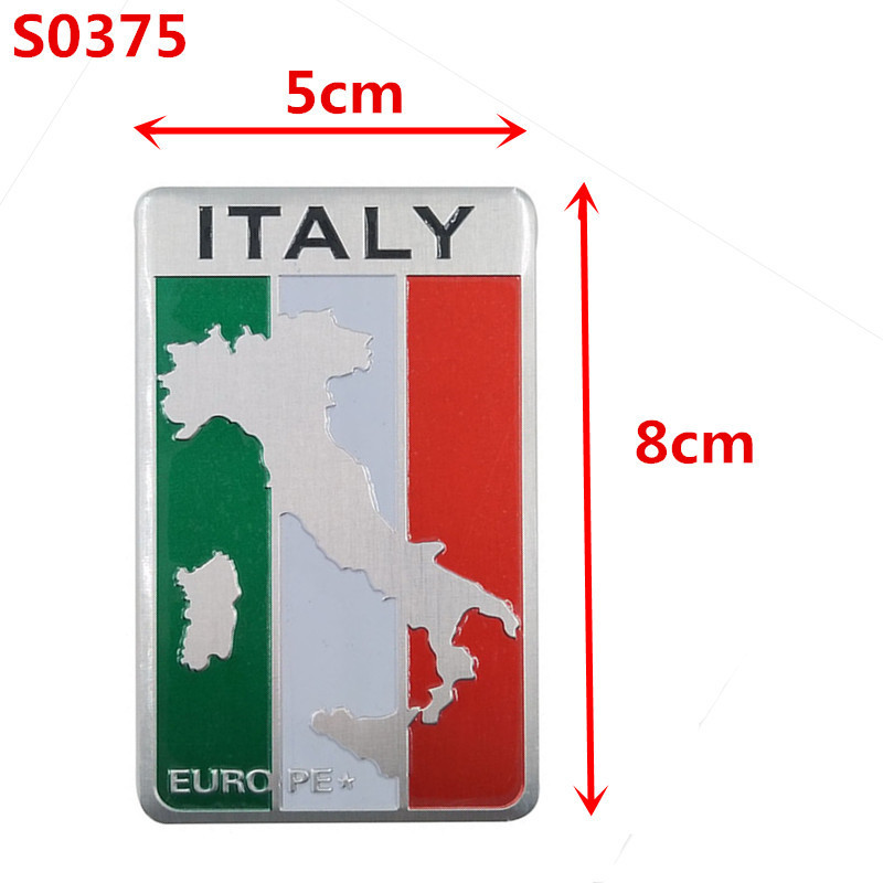 3D Aluminum Car Italian Italy Map National Flag Sticker Grill Emblem ...
