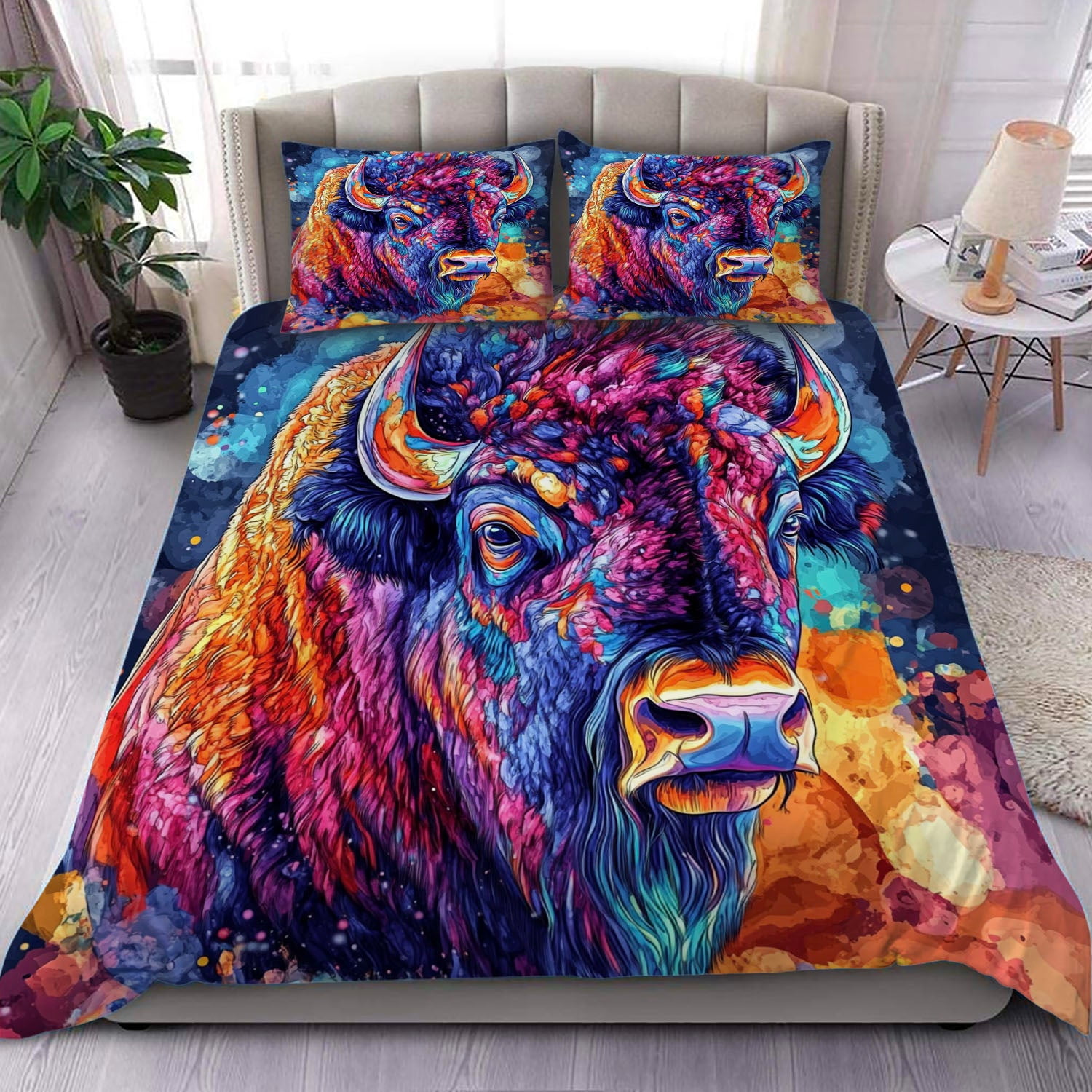 3D American Bison Duvet Cover Set – 3 Pieces Animal Print Bedding, Cozy ...
