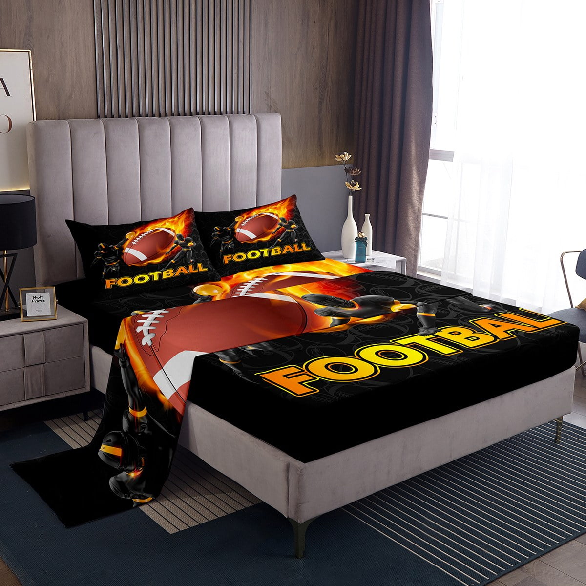 3D American Football Bed Sheets Set Rugby Sports Sheets for Teen ...