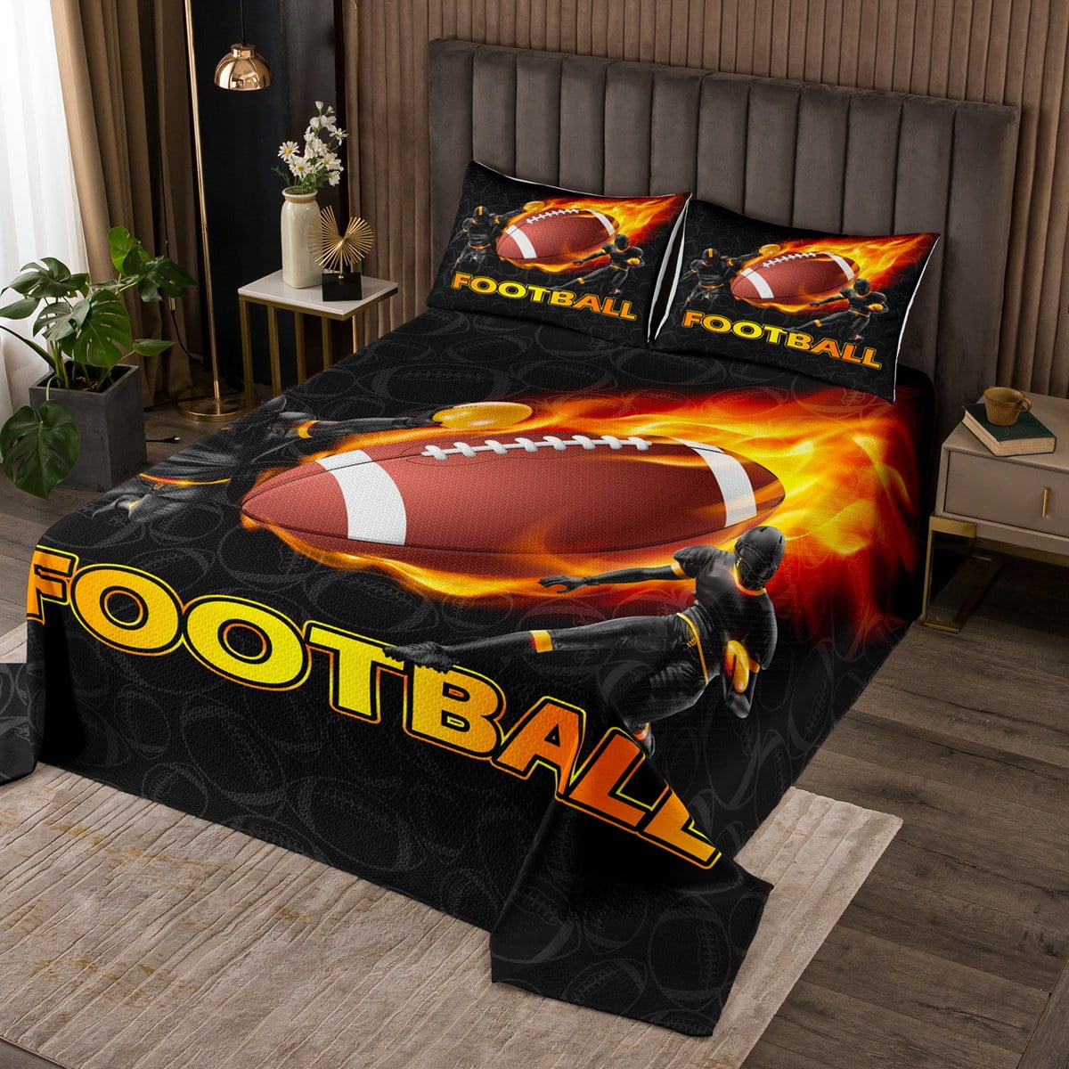 3D American Football Bedspread Set Rugby Sports Coverlet Set For Teen ...