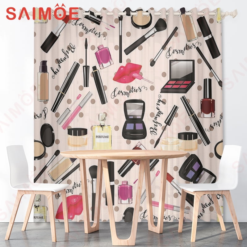 3D American Women's Perfume Custom Curtains Lipsticks Nails Polishs ...