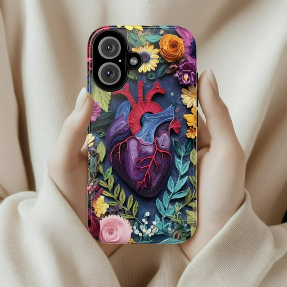 3D Anatomy Heart Floral Quilling Paper Art Phone Case 17 16 15 14 13 12 ...