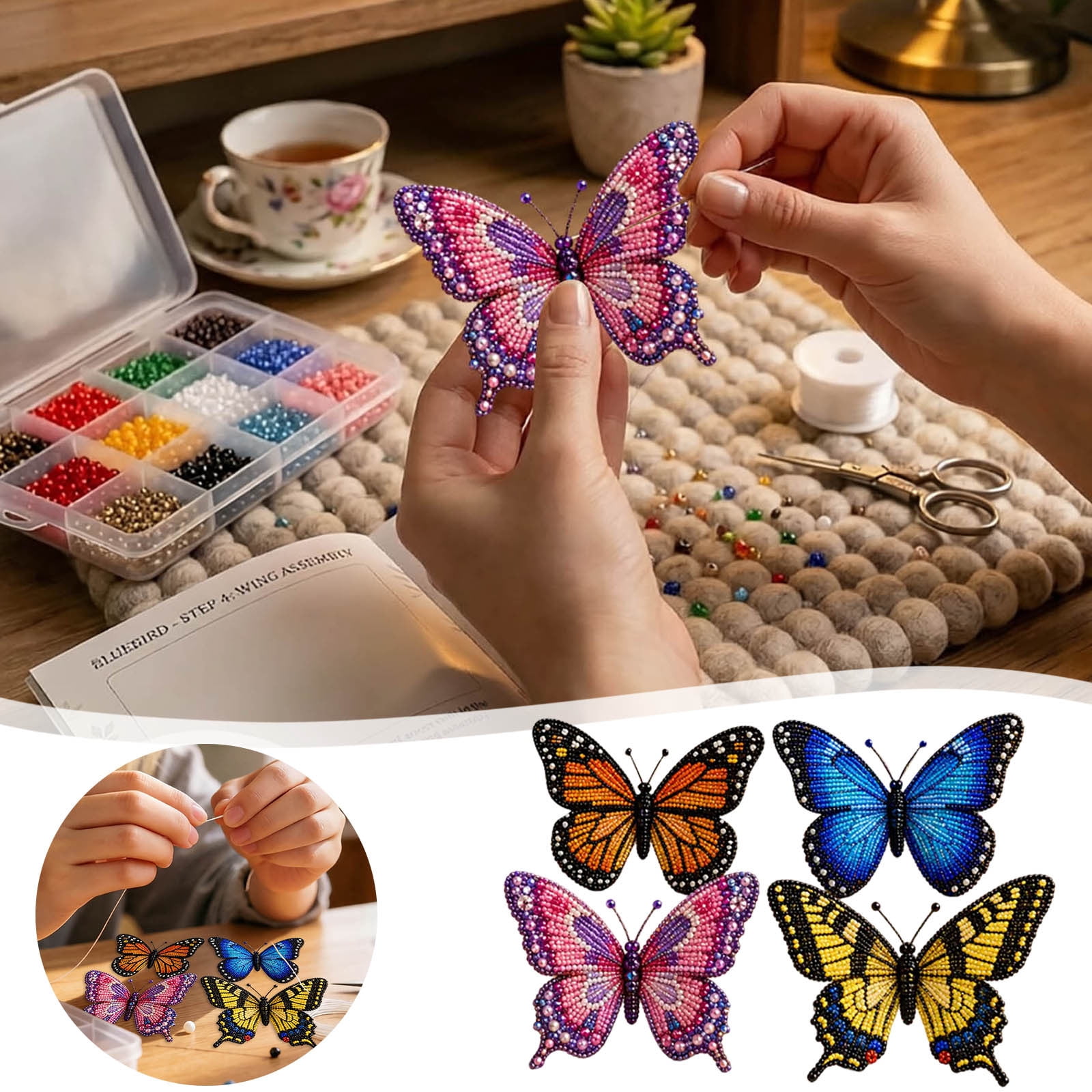 3D Animal Beading DIY Craft Kit, Colorful Beads Handmade Making Set ...