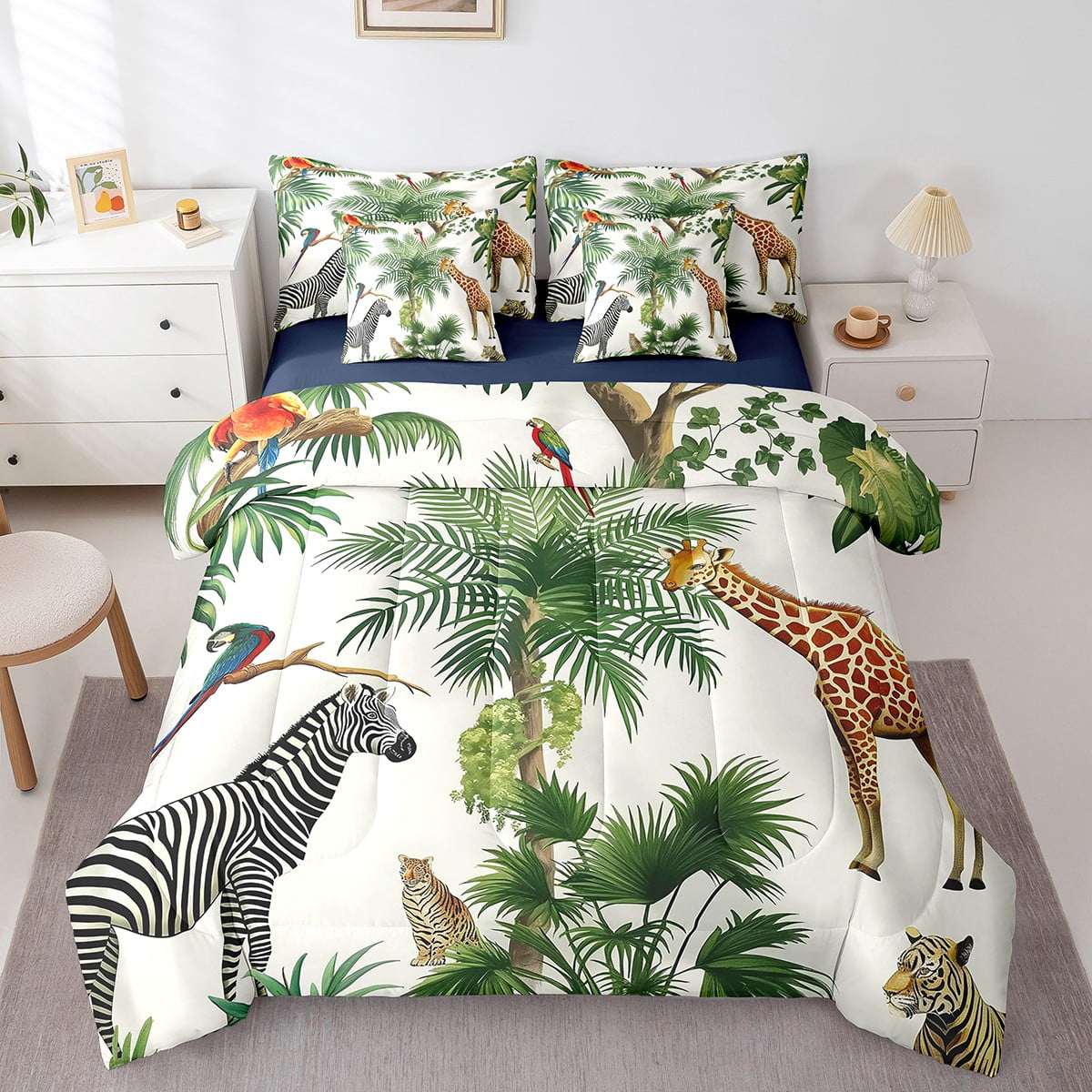 3D Animal Bedding 7 Pcs Full Cute Animal Zebra Giraffe Bed in a Bag ...