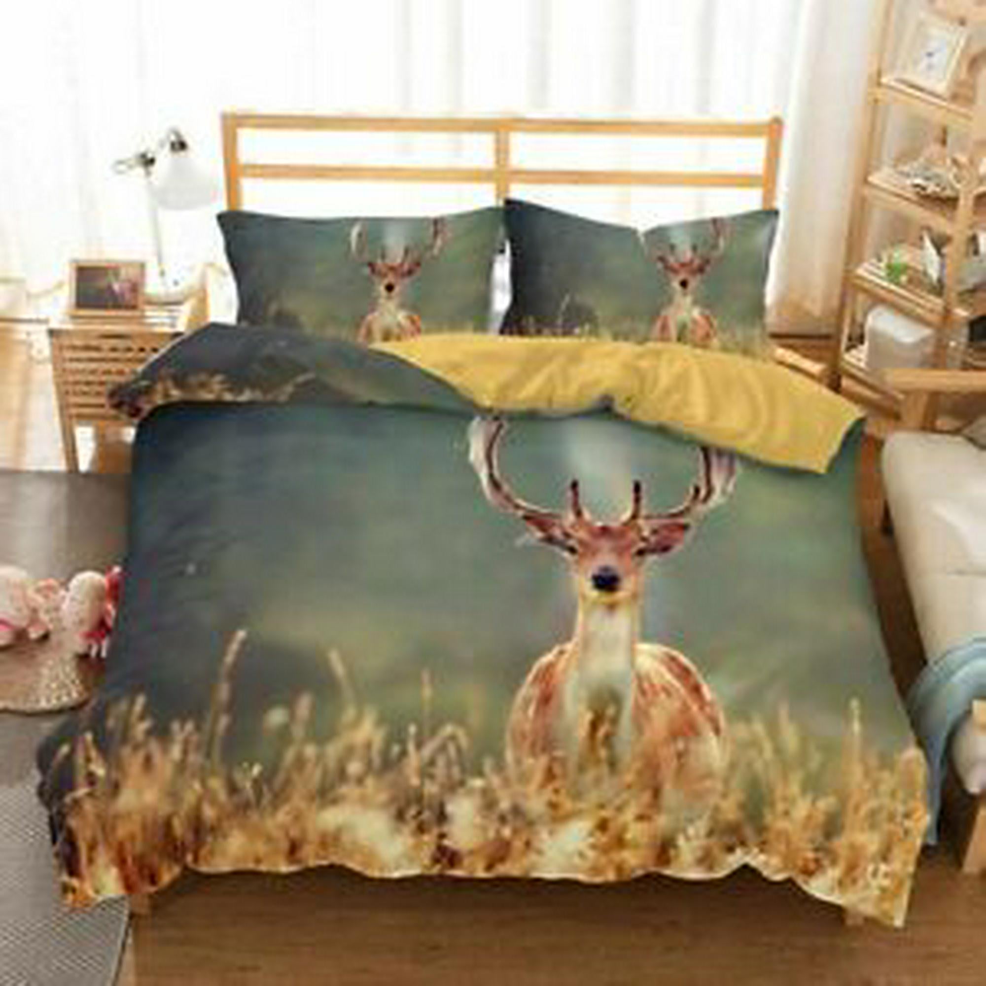 3D Animal Deer Bedding Set Quilt Cover and Pillowcase Single Double ...