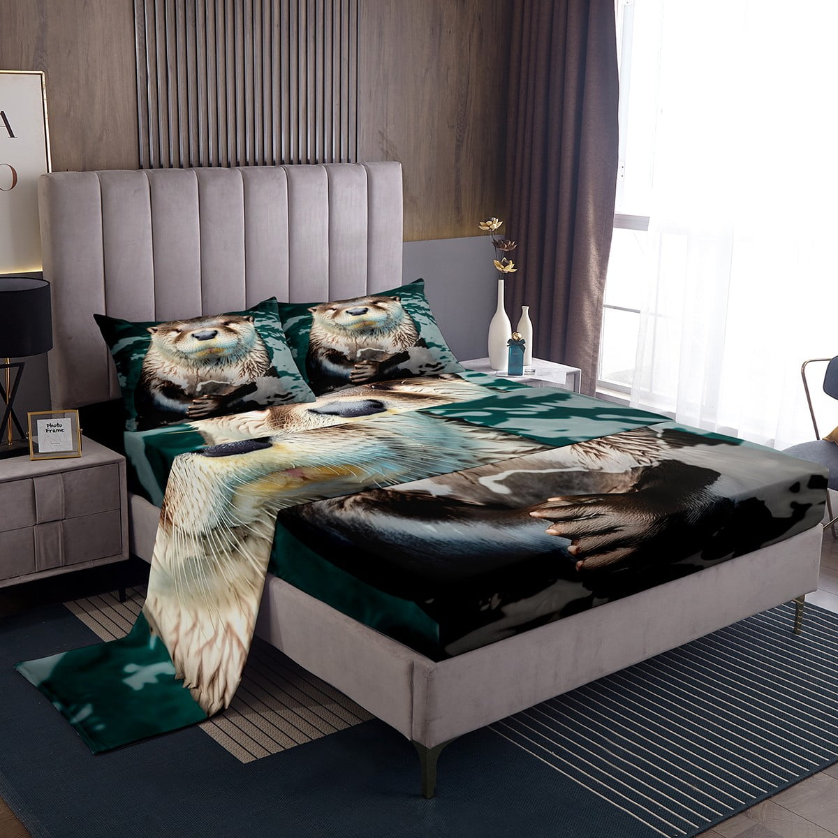 3D Animal Otter Bed Sheets Set Queen,Wild Animal Sheet Set,Sea Otter ...