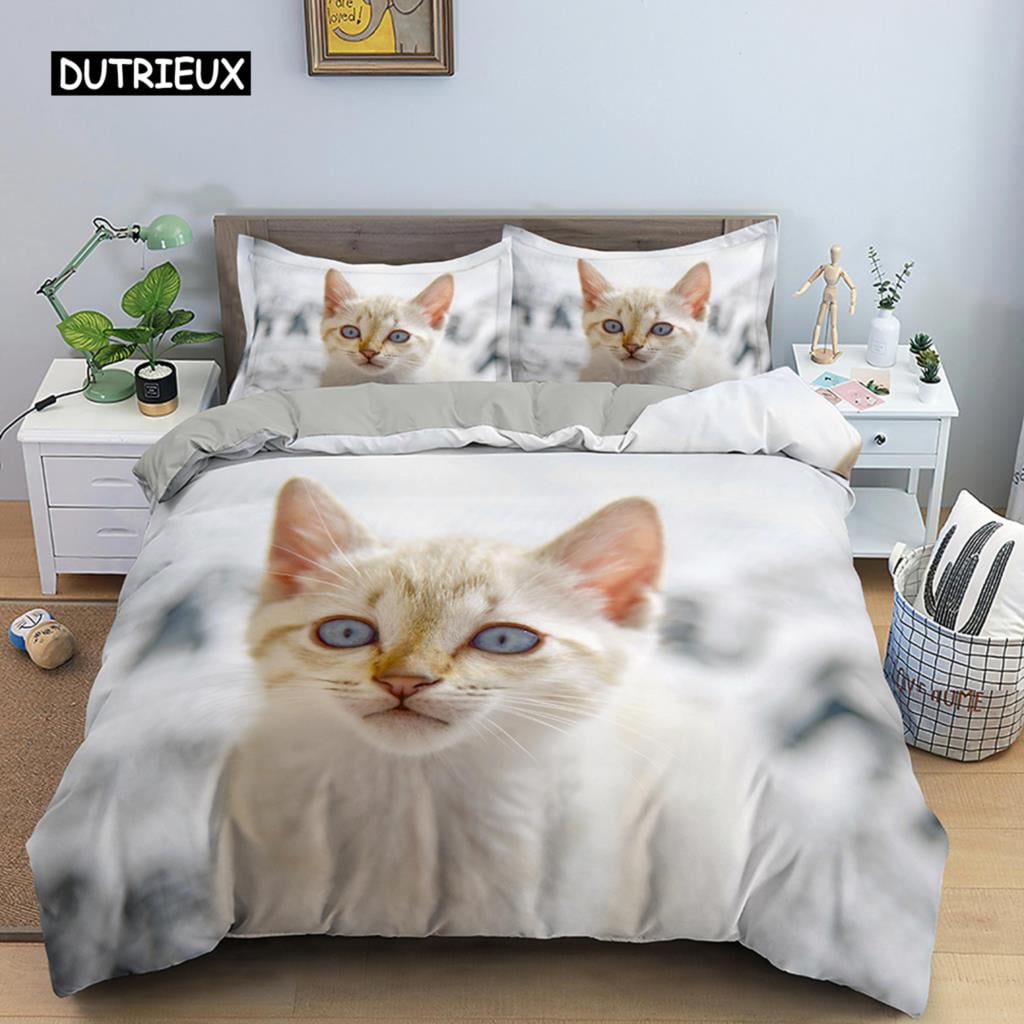 3D Animal Pattern Duvet Cover Set Cute Cat Pattern Bedding Set ...