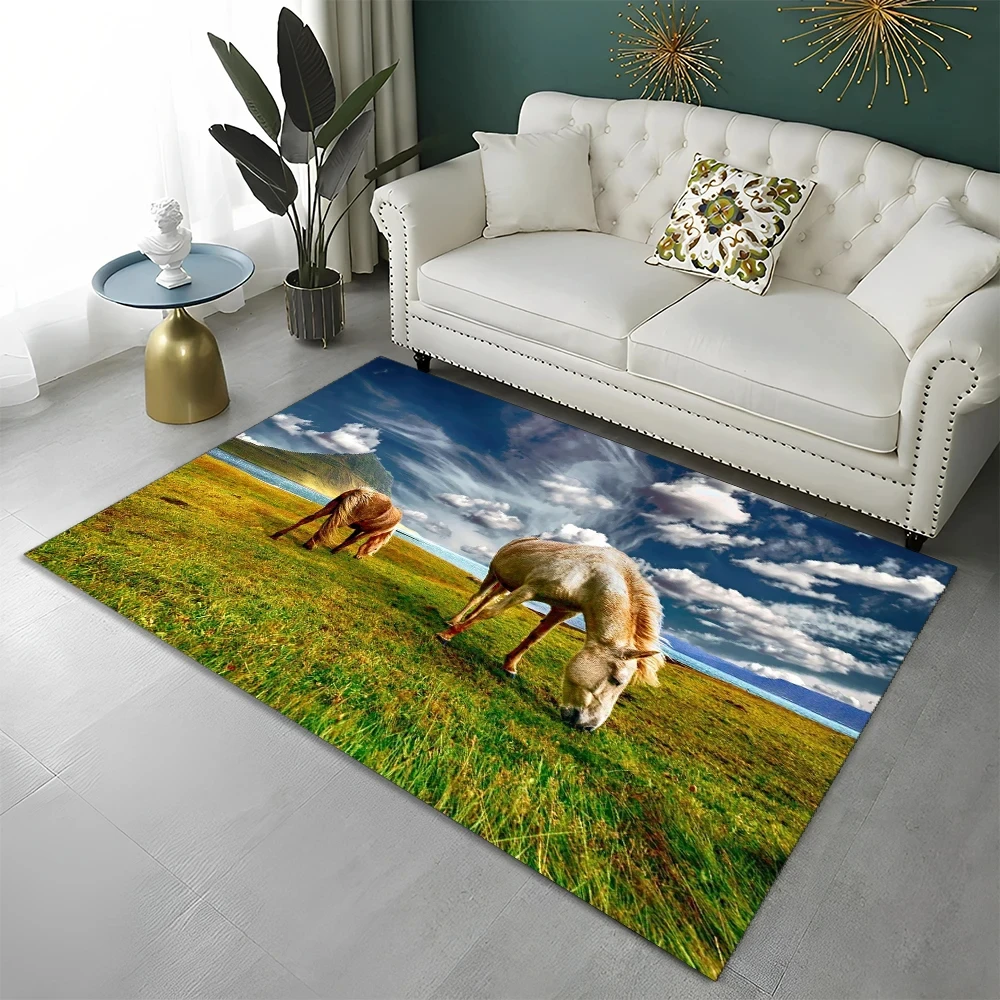 3D Animal Pentium Gallant Horse Steed Carpet Rug for Home Living Room ...