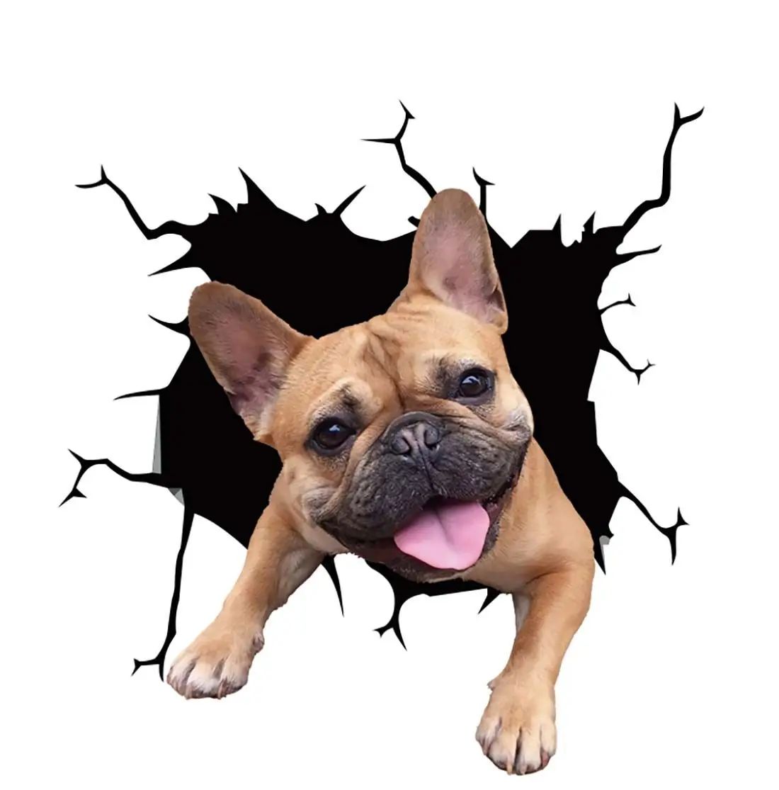 3D Animal Puppy Broken Window Car Stickers Motorcycle Decor Simulation ...