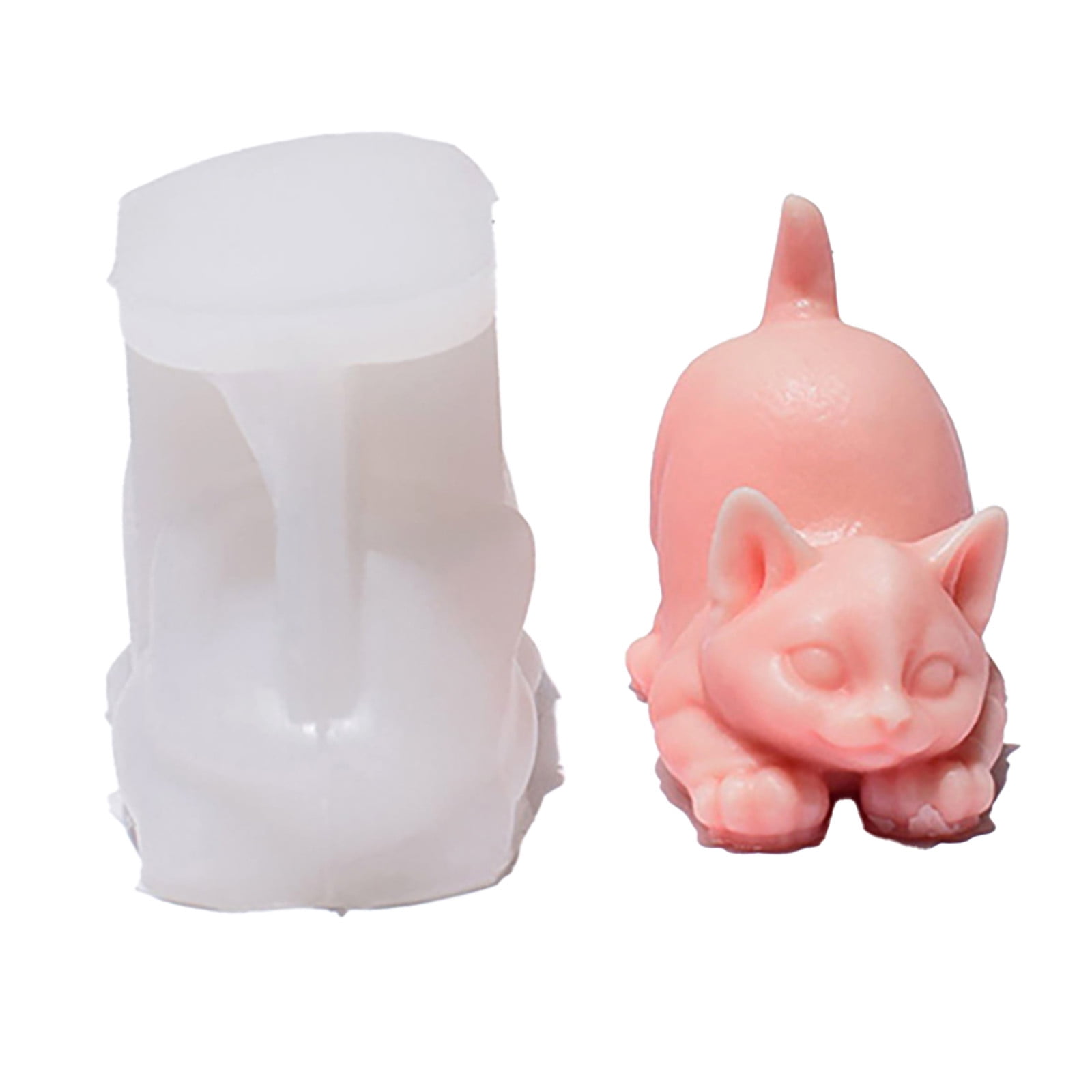 3D Animal Silicone Cute Dog Cat Shaped Resin Candle DIY Craft Reusable ...