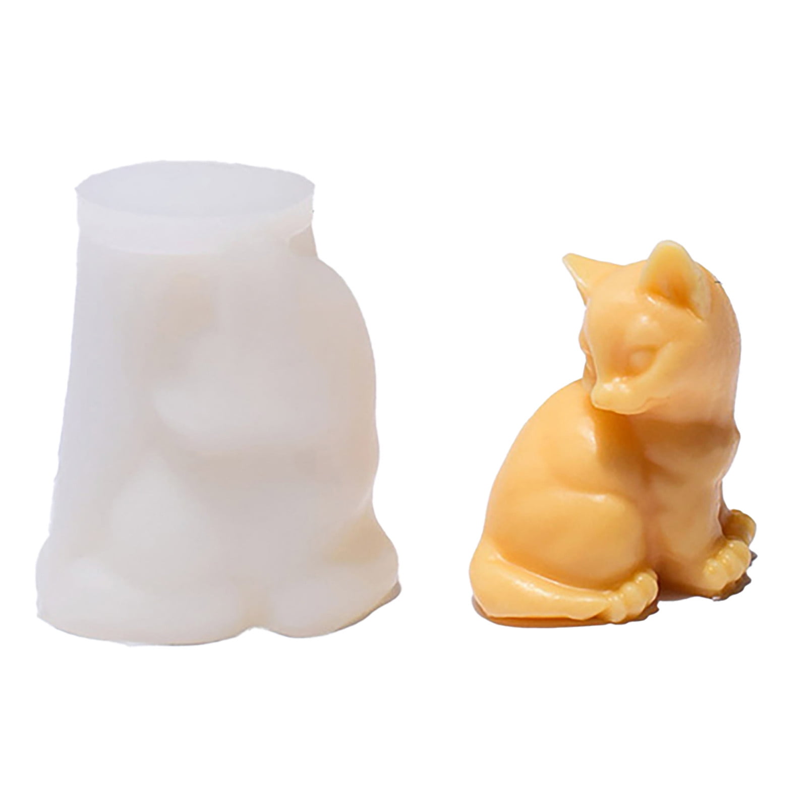 3D Animal Silicone Cute Dog Cat Shaped Resin Candle Reusable Plaster ...
