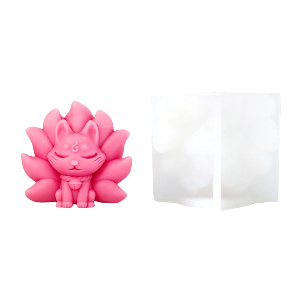 3D Animal Silicone Mold Nine-Tailed Foxes Shape Epoxy Resin Moulds ...