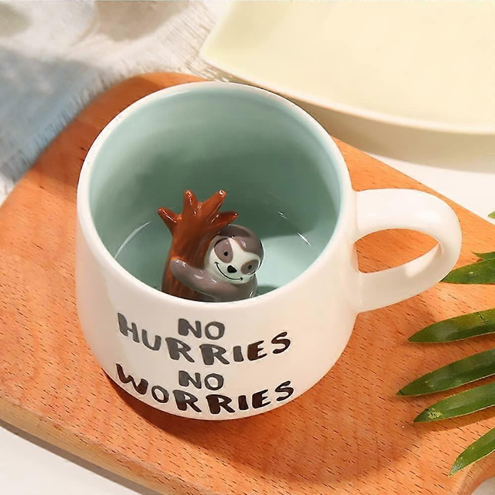 3D Animal Sloth Coffee Mug Cup, 12oz Funny Cartoon Handmade Figurine ...