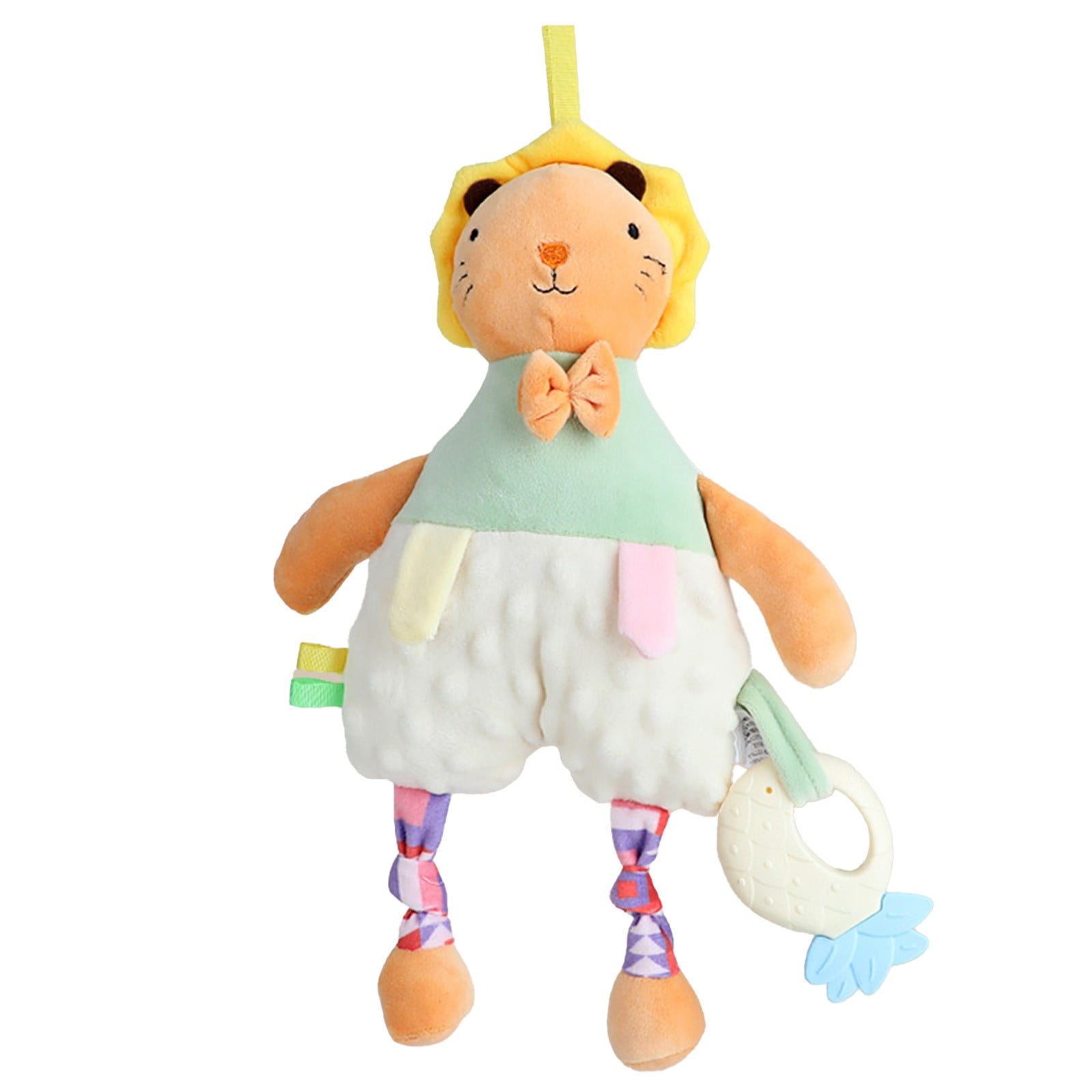3D Animal Soothing Plush Doll with Silicone Teether Bell and Crinkle ...