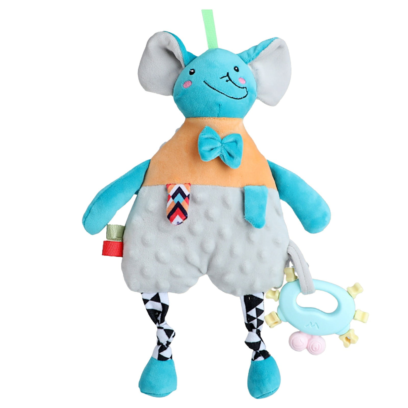 3D Animal Soothing Plush Doll with Silicone Teether Bell and Crinkle ...
