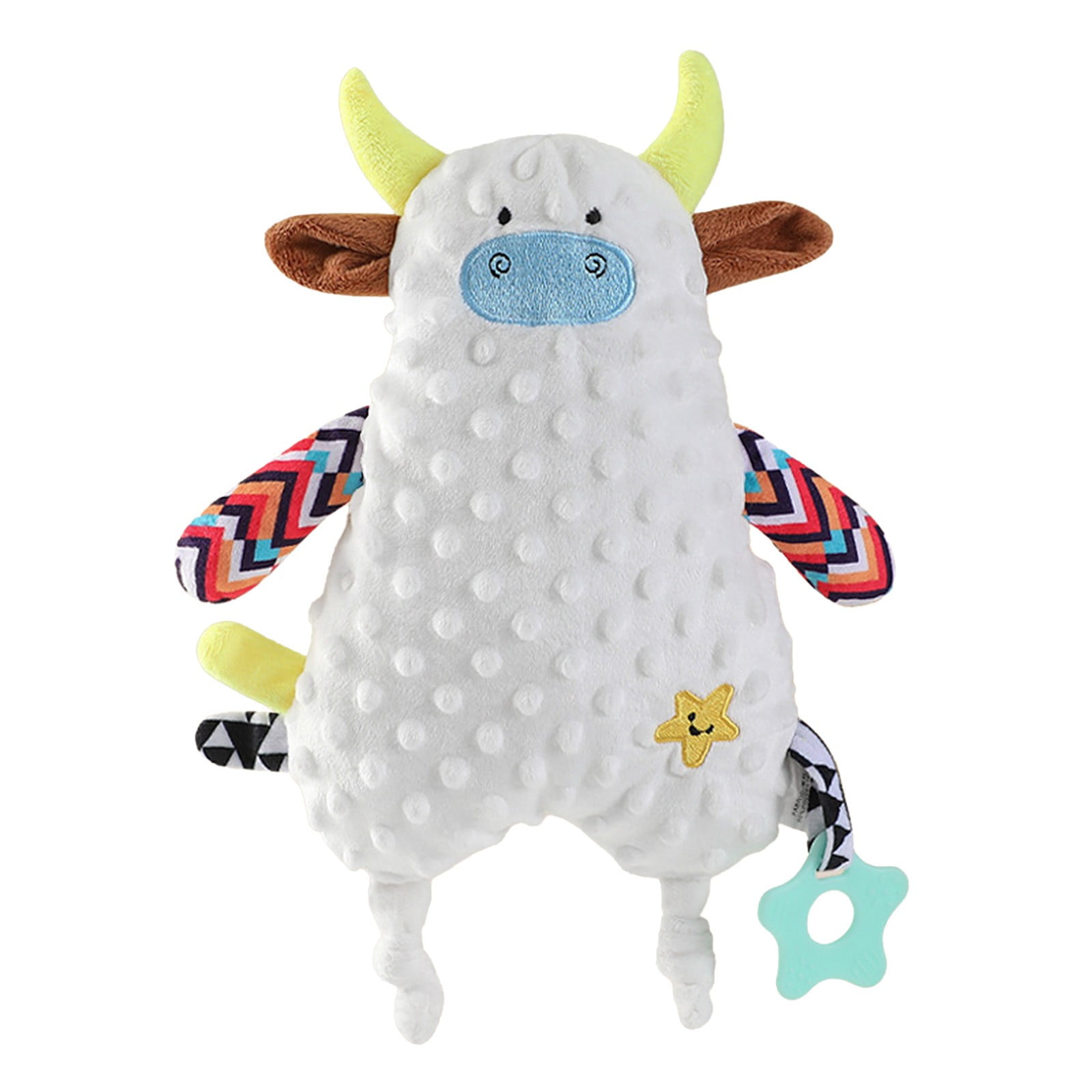 3D Animal Soothing Plush with Silicone Teether Bell and Crinkle Paper ...