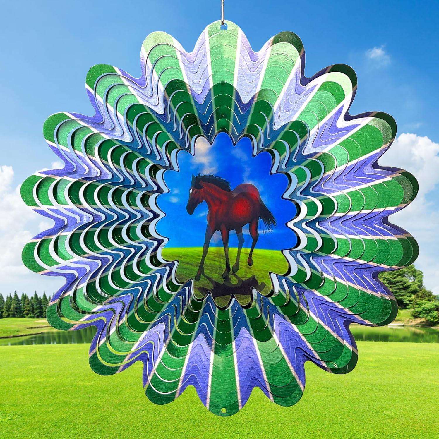 3D Animated Horse Wind Spinner, 12 Inch 3D Kinetic Garden Decor, Wind ...
